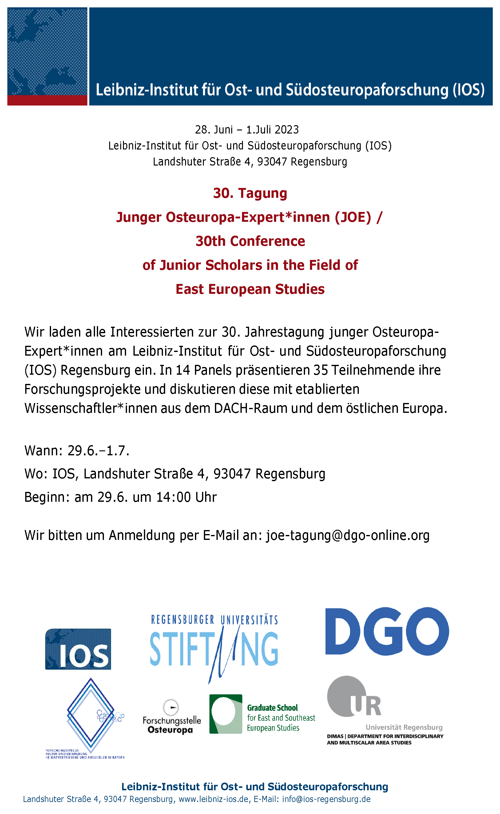 IOS Regensburg 30. Tagung Junger Osteuropa-Expert*innen